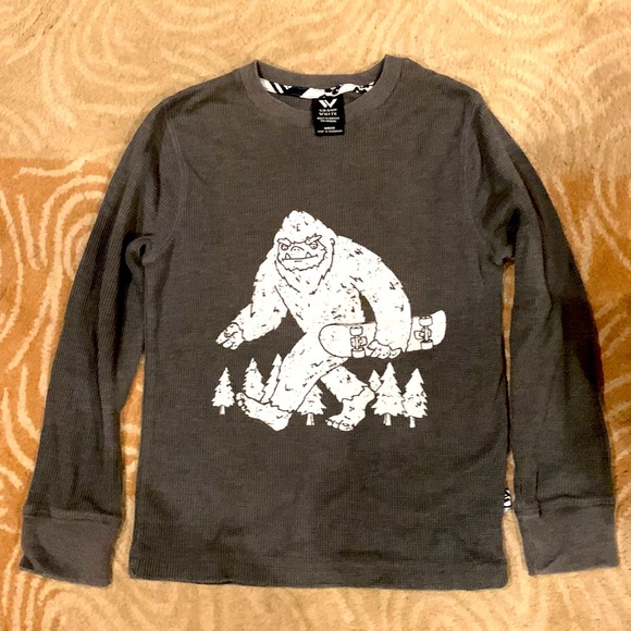 Shaun White | Shirts & Tops | Boys Medium Long Sleeve Charcoal Grey Sasquatch Shirt Waffle Knit ...
